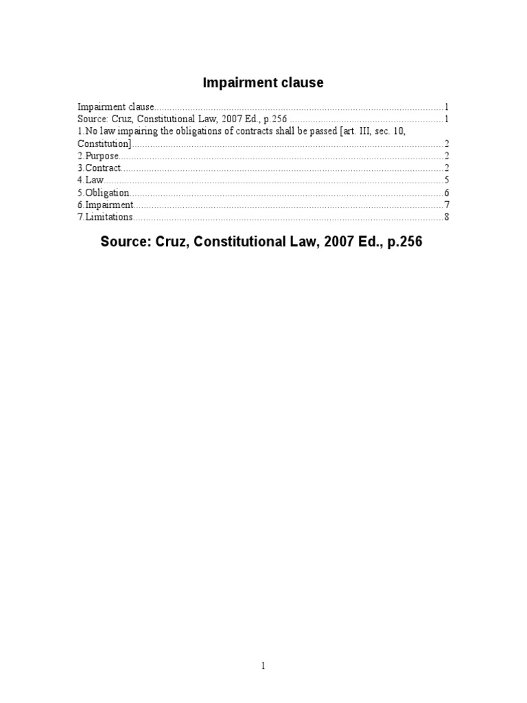 Impairment Clause | PDF | Contract Clause | Eminent Domain