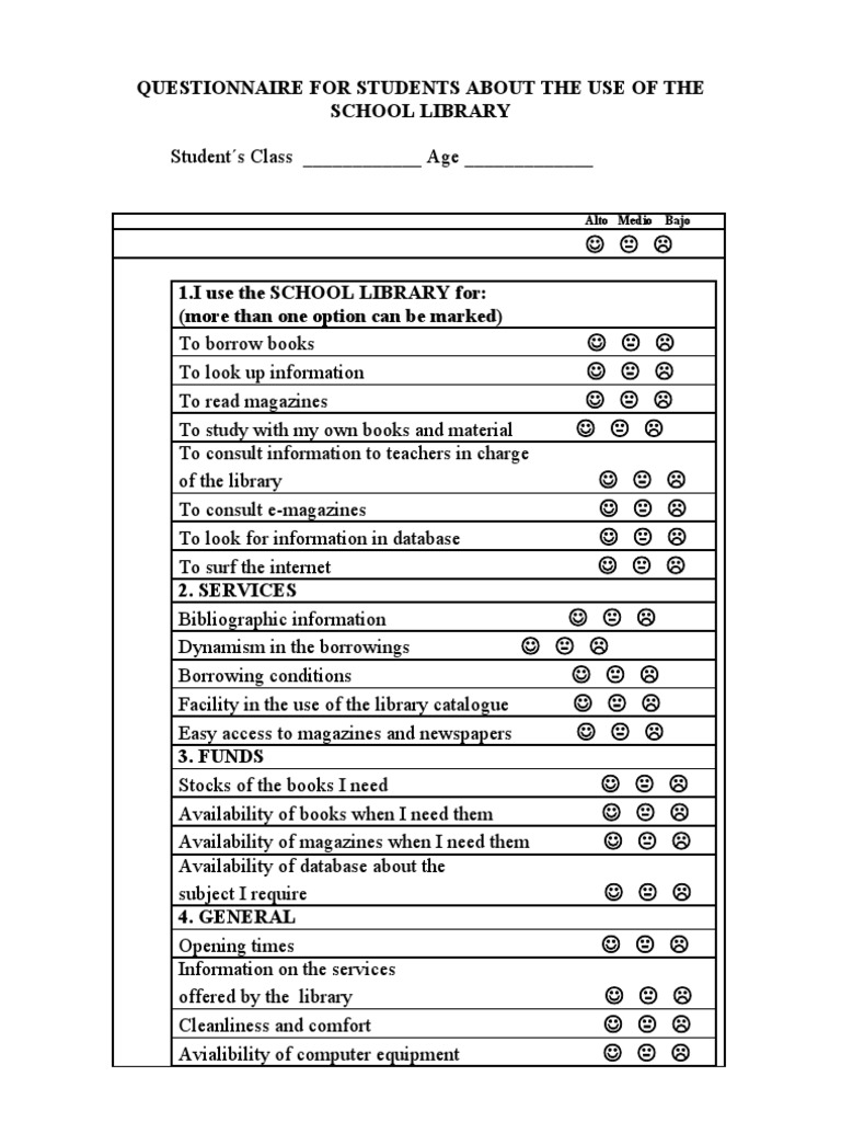 Students Questionnaire Use Library | PDF | School Library | Libraries