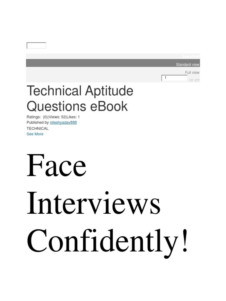 Technical Aptitude Questions Ebook: Face Interviews Confidently! | PDF ...