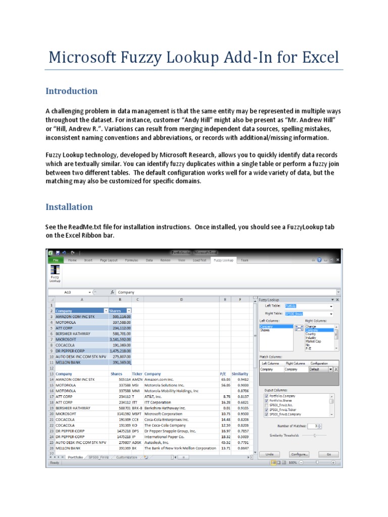 Fuzzy Lookup Add-In For Excel | PDF | Microsoft Excel | Spreadsheet