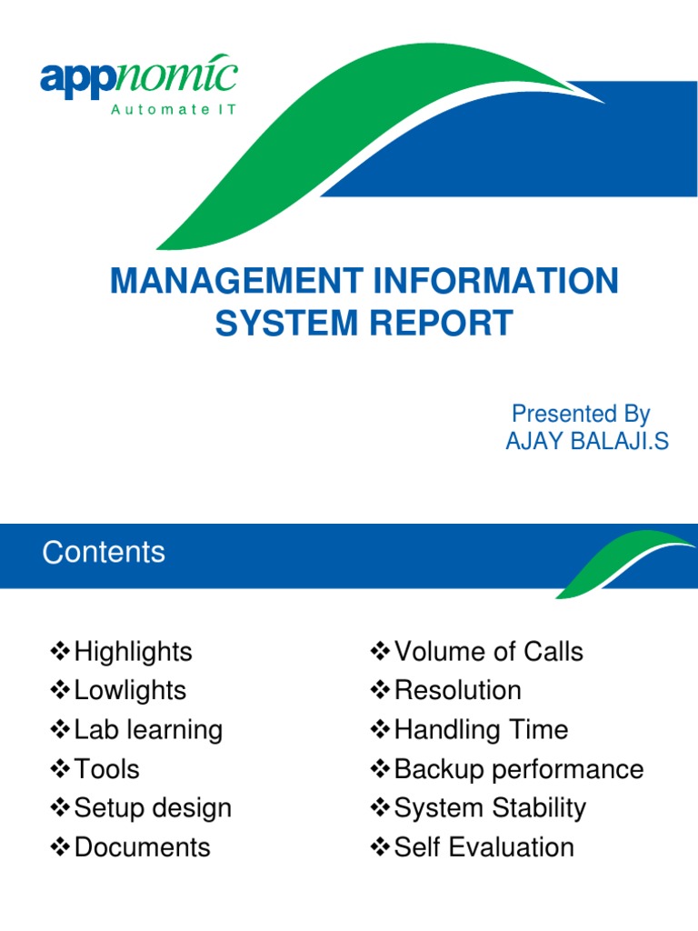 Management Information System Report: Presented by Ajay Balaji.S | PDF