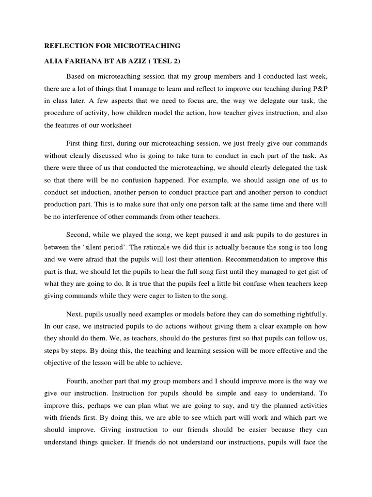 Reflection For Microteaching Pdf Epistemology Teaching