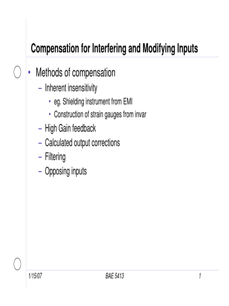 Methods for Compensating for Interfering and Modifying Inputs in Instrumentation and Standards ...
