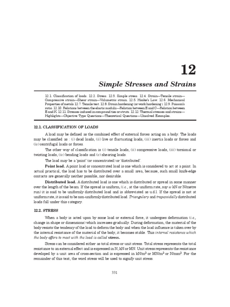 Simple Stresses and Strains | PDF | Strength Of Materials | Yield ...