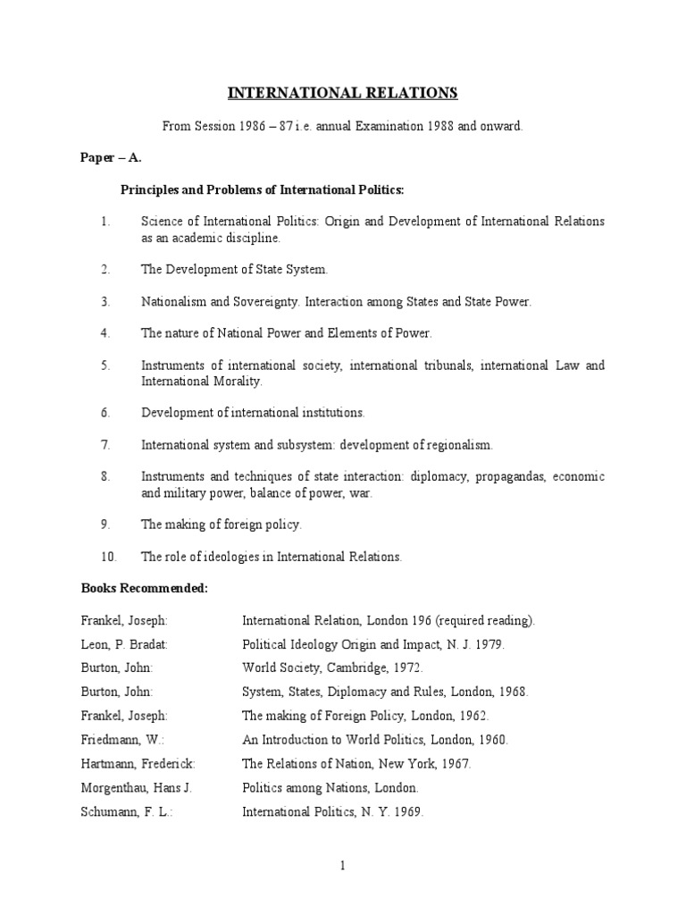 International Relations | PDF | Academia | Science Technology ...