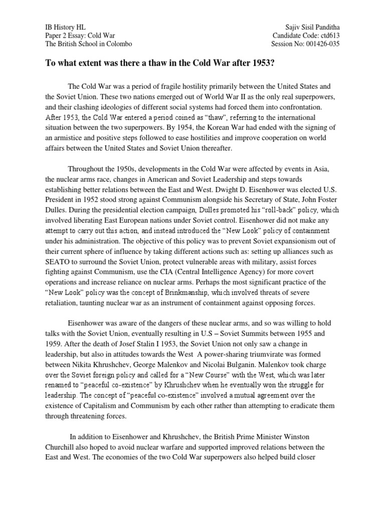 To What Extent Was There A Thaw in The Cold War After 1953 | PDF ...