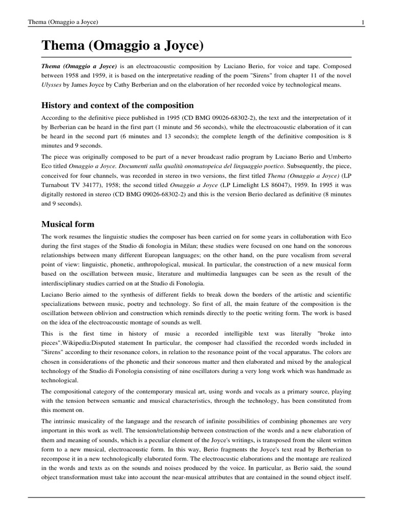 Ommagio A Joyce | PDF | Entertainment (General)