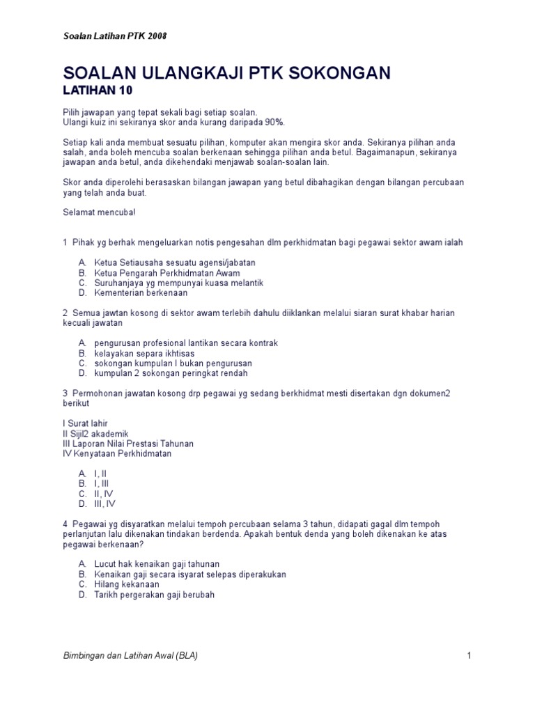 Contoh Soalan Latihan 10 | PDF