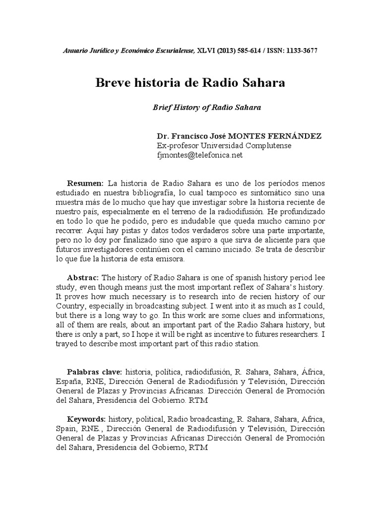 Historia de Radio Sahara y su impacto | PDF | Sahara Occidental | Marruecos