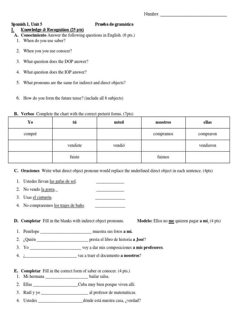 Spanish Grammar Quiz: Tenses & Pronouns | PDF | Linguistic Typology ...