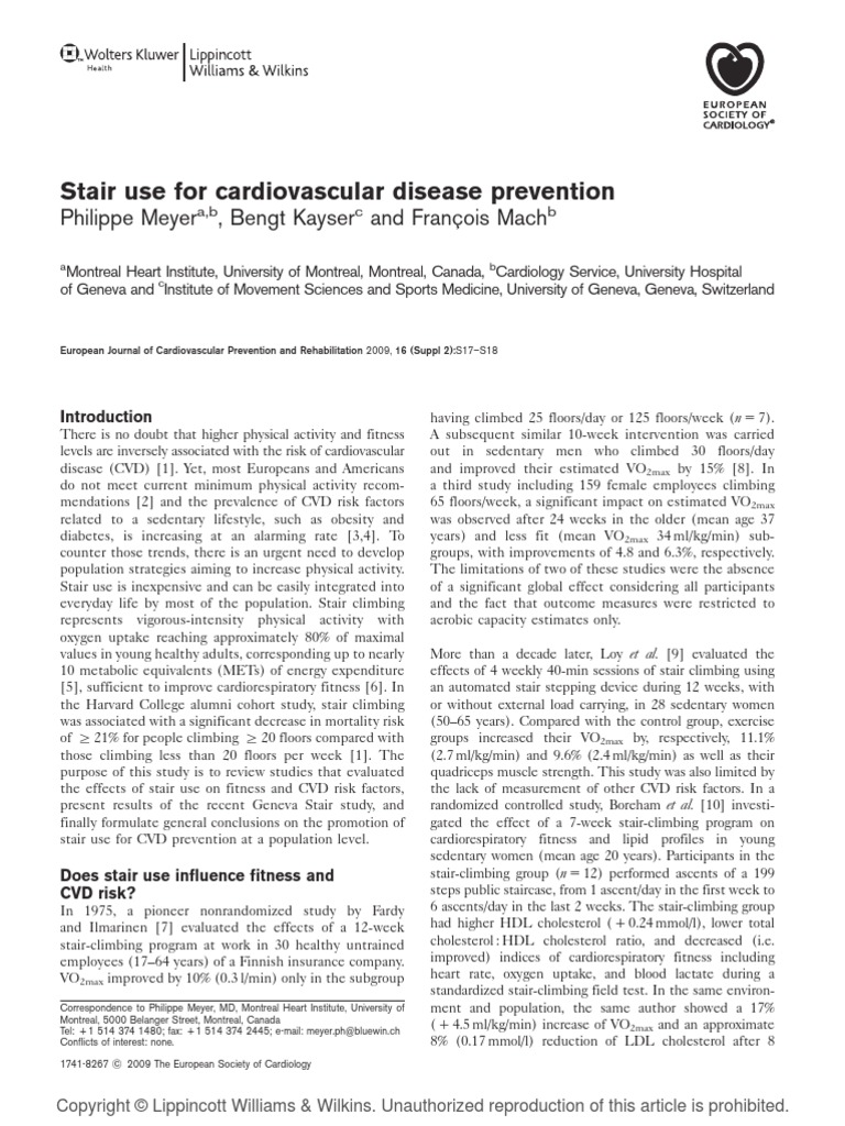 Stair Use $ CV | PDF | Cardiovascular Diseases | Physical Exercise