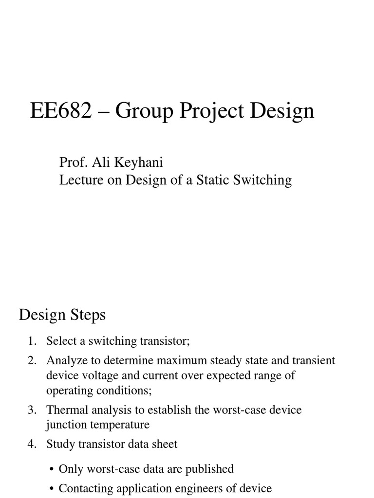 EE682 - Group Project Design: Prof. Ali Keyhani Lecture On Design of A ...
