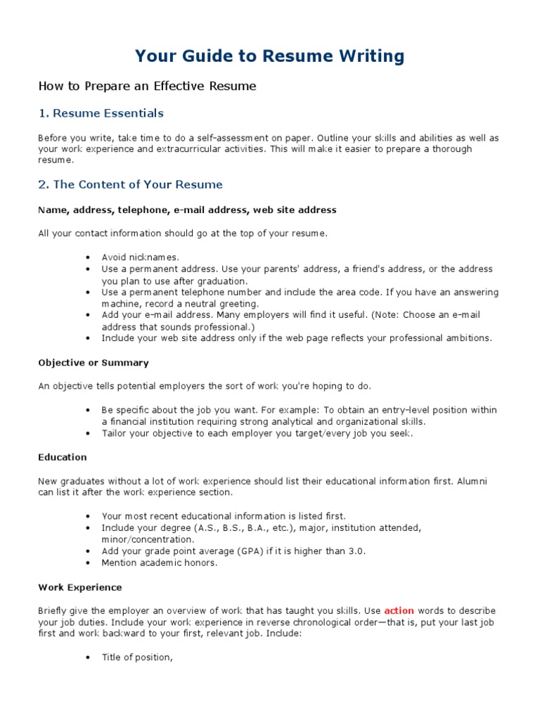 Guide To Resume Writing | PDF | Résumé | Publishing