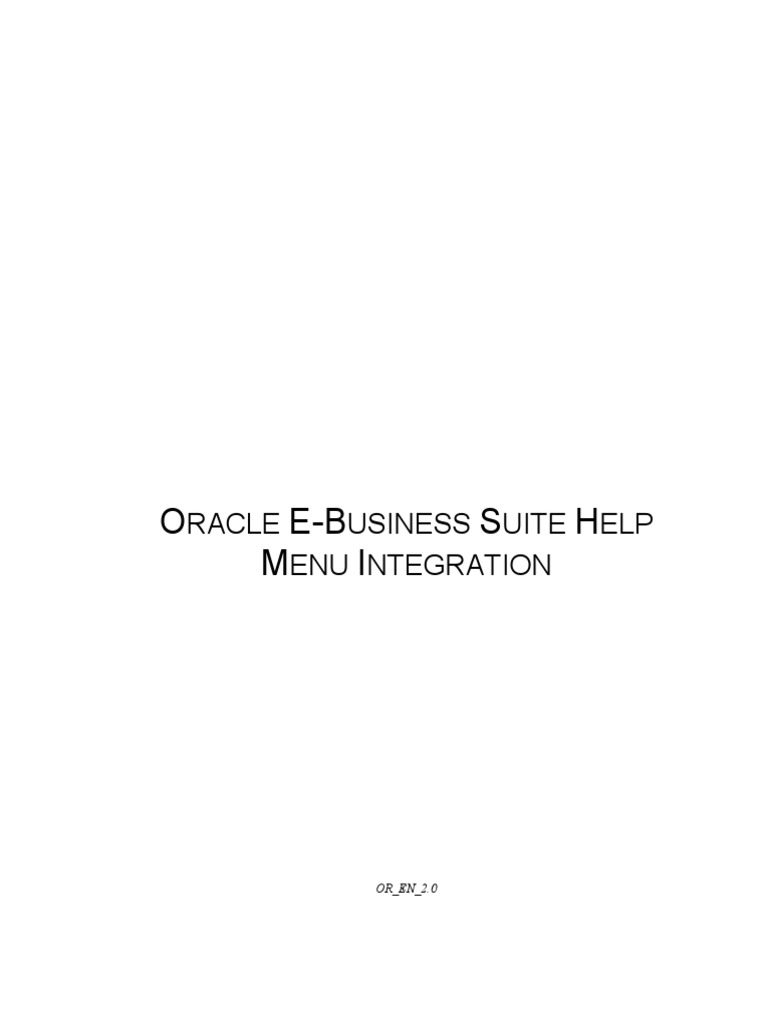 Oracle E Business Suite Help Menu Integration En Pdf Internet