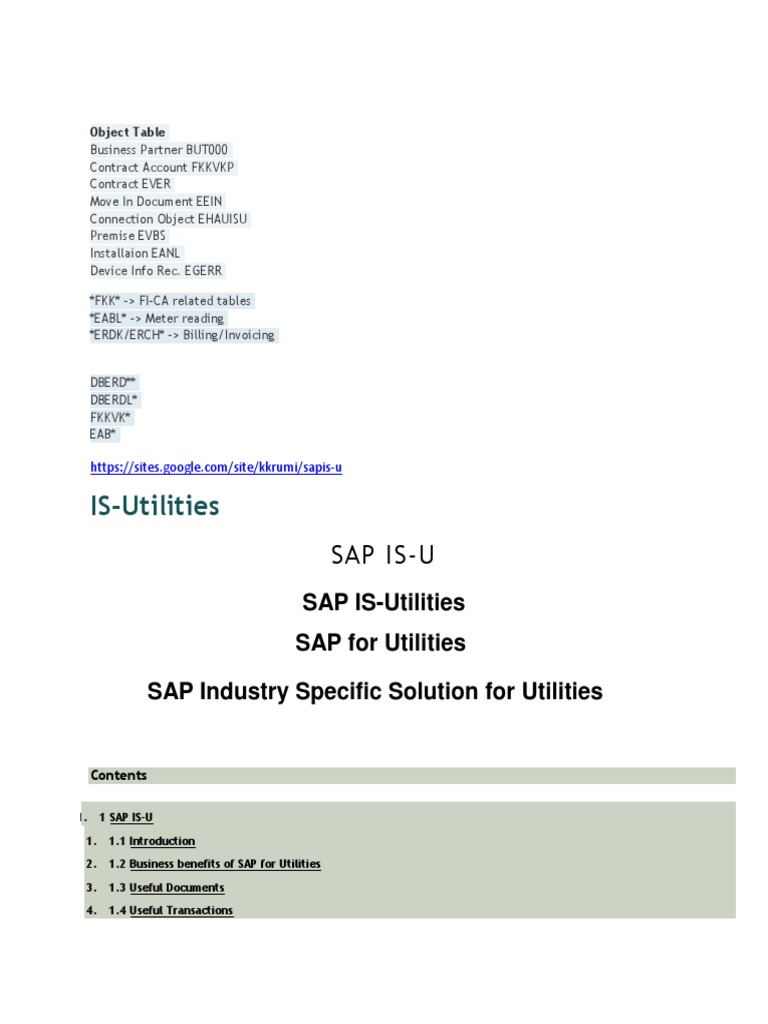 ISU Tables01 | PDF | Invoice | Business Process