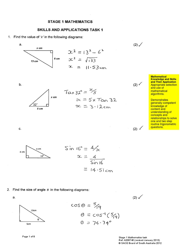 Page 1 of 8 Stage 1 Mathematics Task Ref: A206746 (Revised January 2013 ...