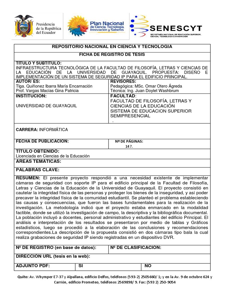 Ficha para Senescyt Quiñonez | PDF