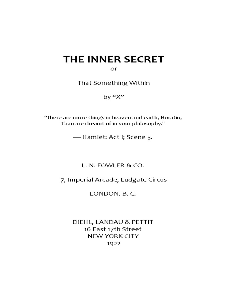 The Inner - Secret - X PDF | PDF | Truth | Epistemology