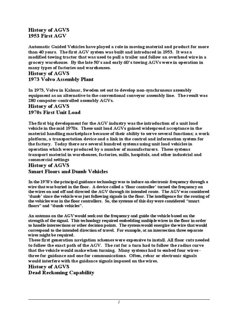 History of AGVS 1953 First AGV | PDF | Radio | Traffic