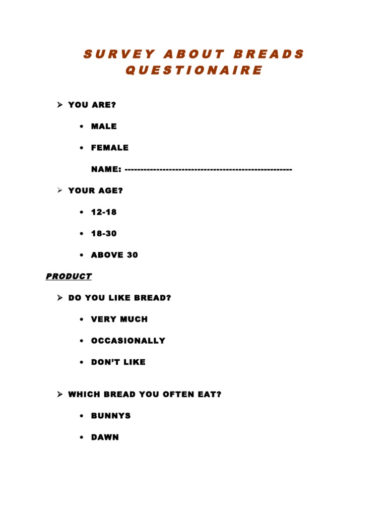 Survey About Breads | PDF