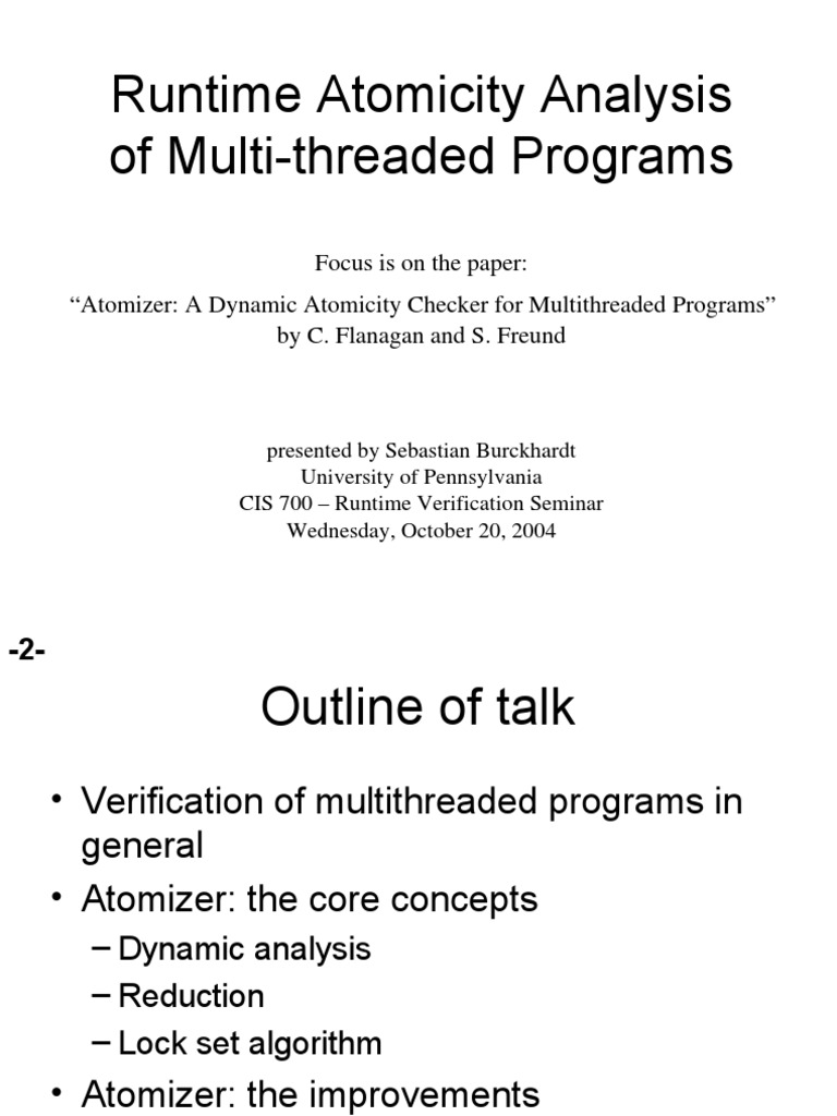 Runtime Atomicity Analysis of Multi-Threaded Programs | PDF | Thread (Computing) | String ...