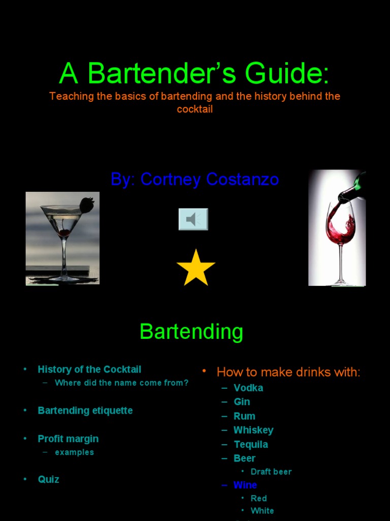 A Bartender's Guide Powerpoint1 | PDF | Martini (Cocktail) | Cocktails