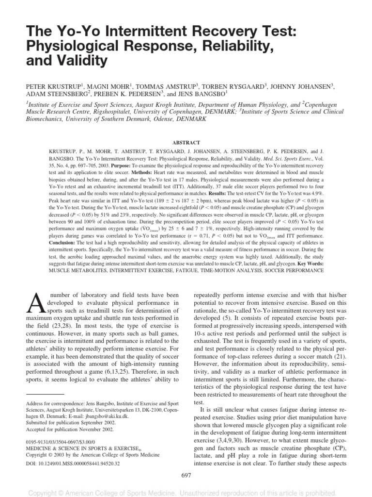 The Yo-Yo Intermittent Recovery Test | Heart Rate | Aerobic Exercise