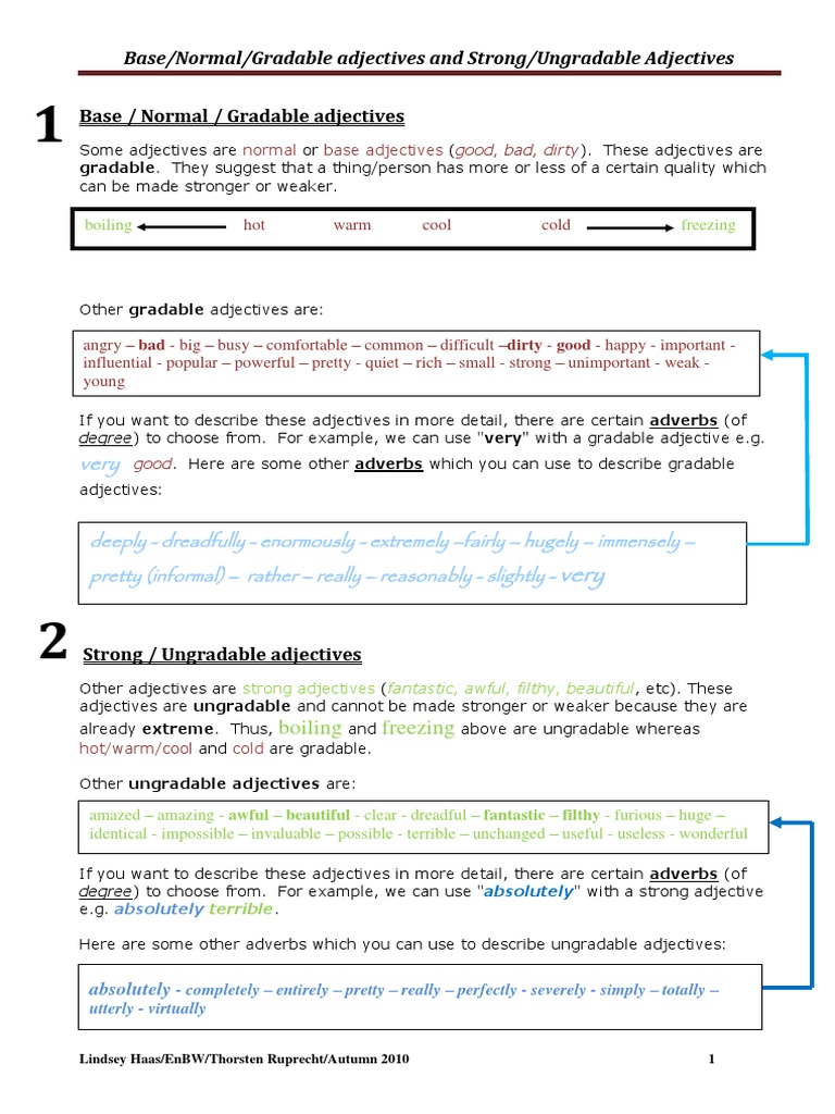 Base and Strong Adjectives | PDF | Adjective | Adverb
