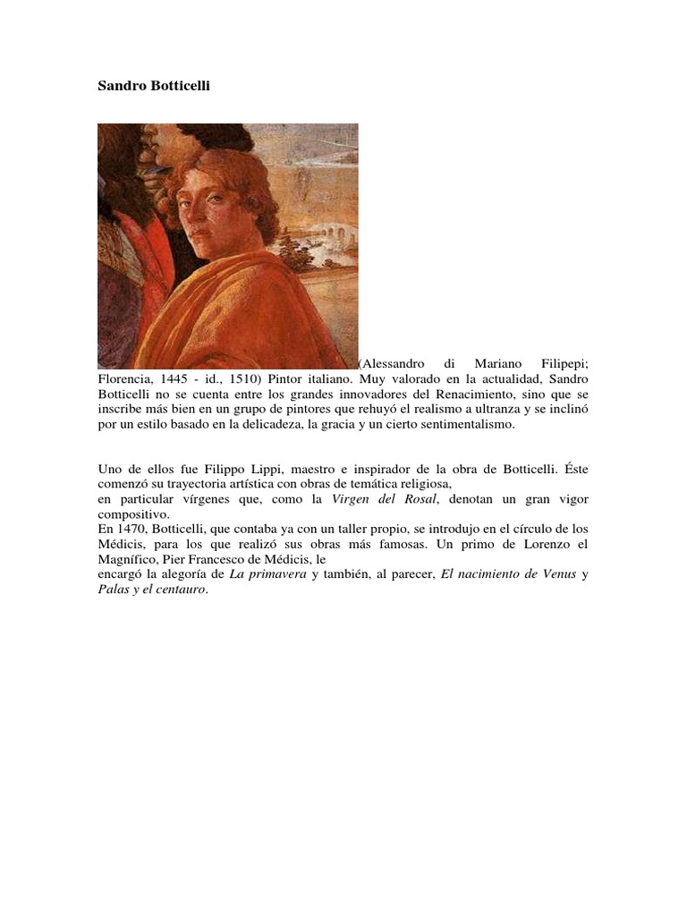 Sandro Botticelli | PDF | Artes (general) | Pinturas