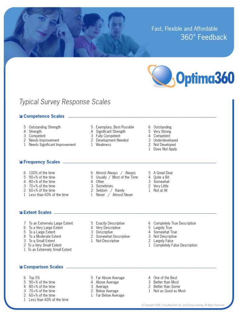 Typical Survey Response Scales: 360° Feedback | PDF | Survey ...