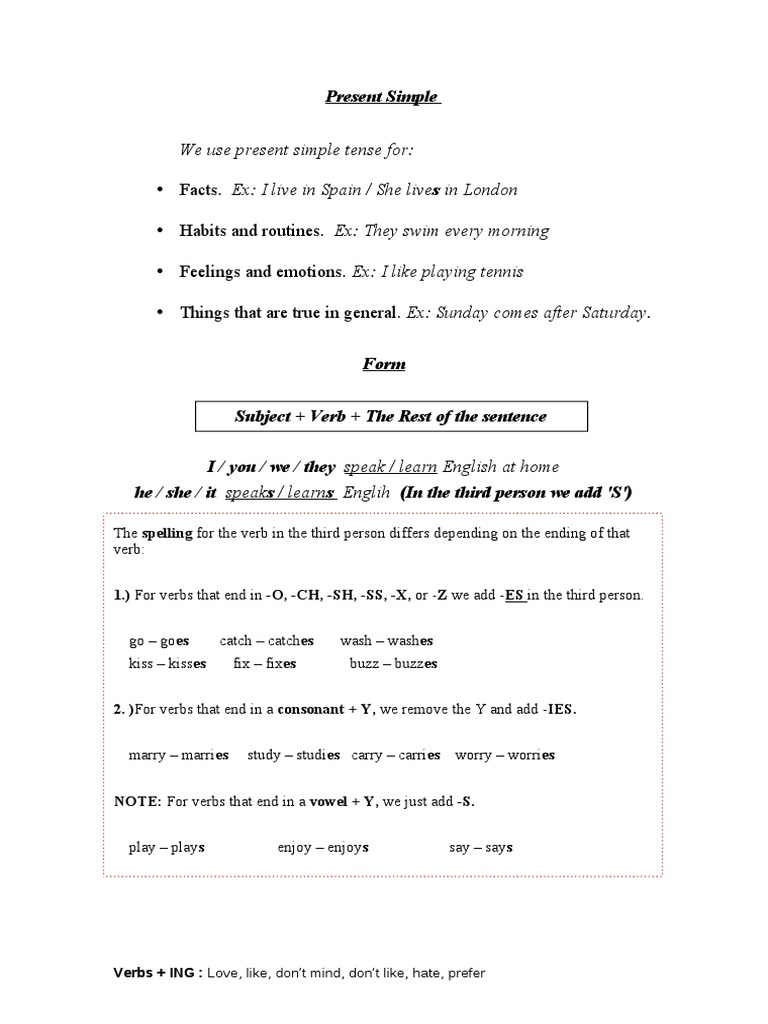 Present Simple - All Levels | PDF | Verb | Grammar