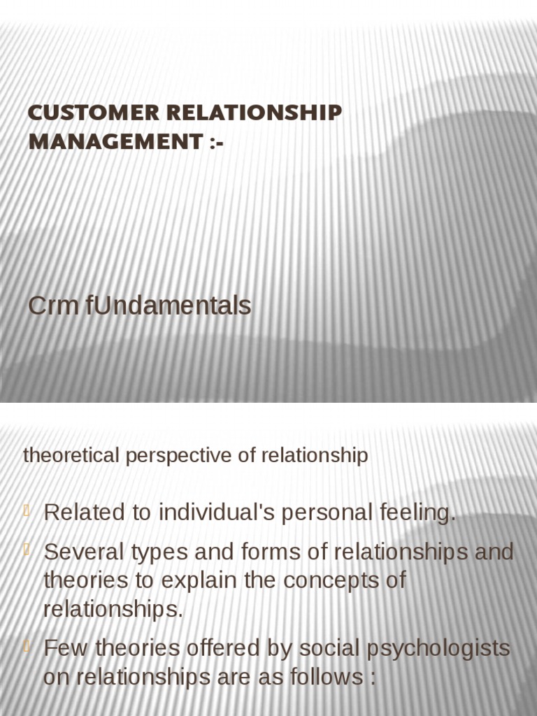 CUSTOMER RELATIONSHIP MGMT. Fundamentals | PDF | Customer Relationship ...