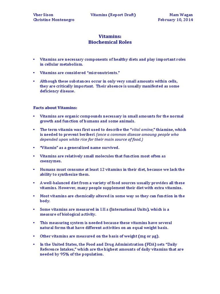 Vitamins Biochemistry | PDF | Vitamin | Vitamin D