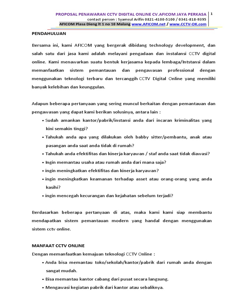 Proposal CCTV Aficom | PDF