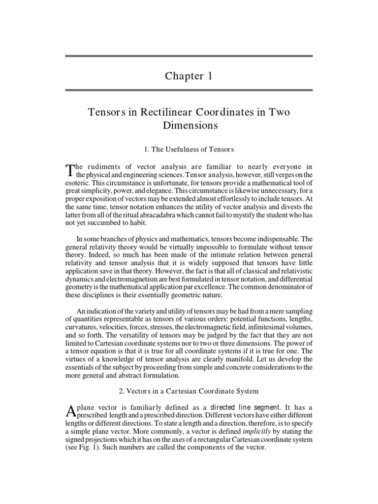 Tensor Analysis-Chapter 1 | PDF | Euclidean Vector | Tensor
