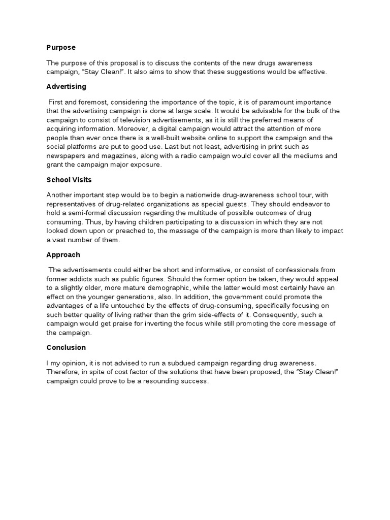 Stay Clean! Drug Awareness Campaign Plan | PDF | Social Science
