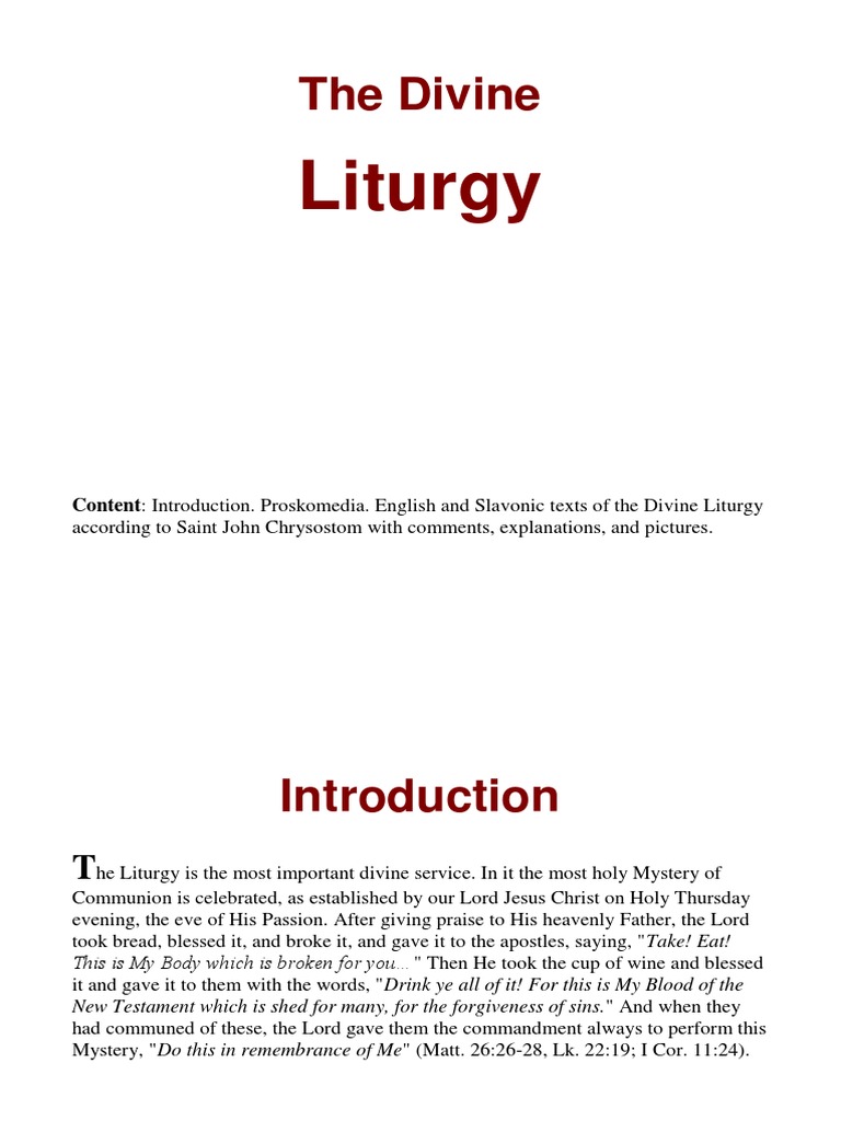 Slavonic Divine Liturgy Texts Explained | PDF