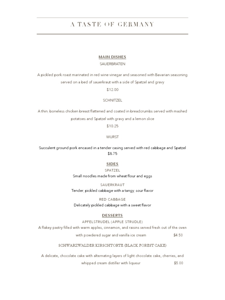 German Menus | PDF