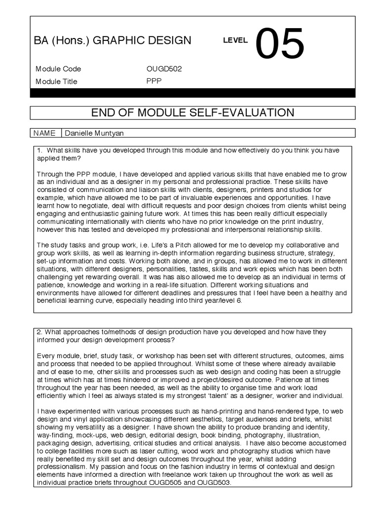 Self-Evaluation Form | PDF | Graphic Design | Design