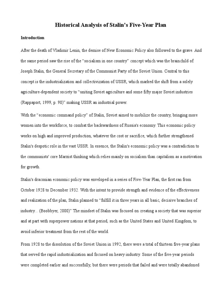 Stalin's Five-Year Plan: Impact & Legacy | PDF | Soviet Union | World ...