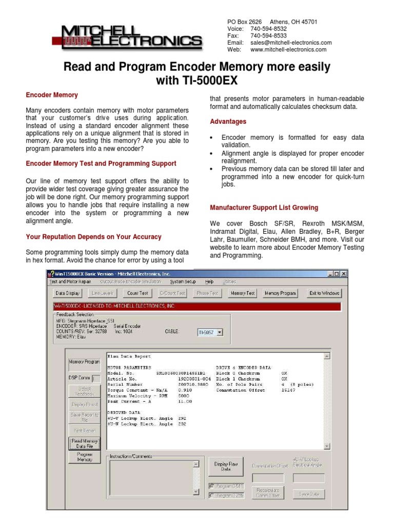 Read and Program Encoder Memory More Easily With TI-5000EX | PDF