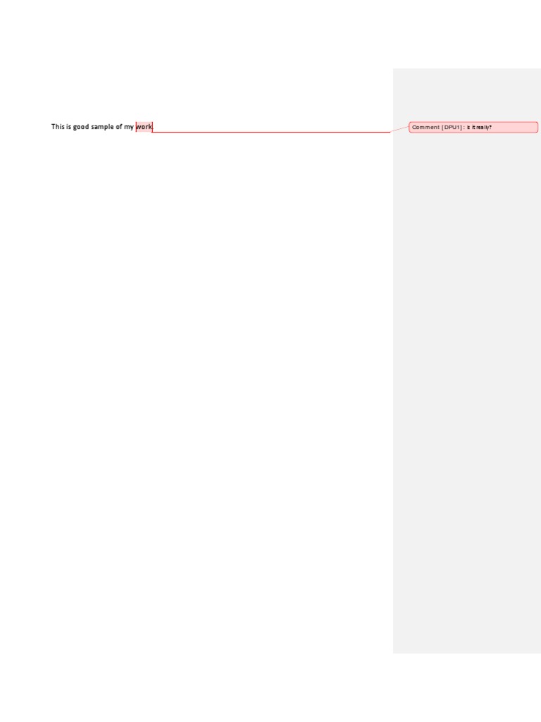 This Is Good Sample of My Work.: Comment (DPU1) : Is It Really? | PDF