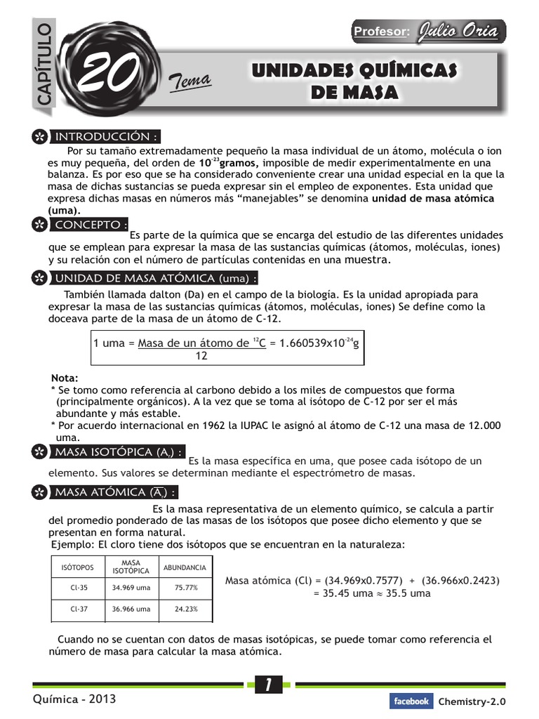 Unidades Quimicas de Masa-2013 | PDF | Mole (Unidad) | Moléculas