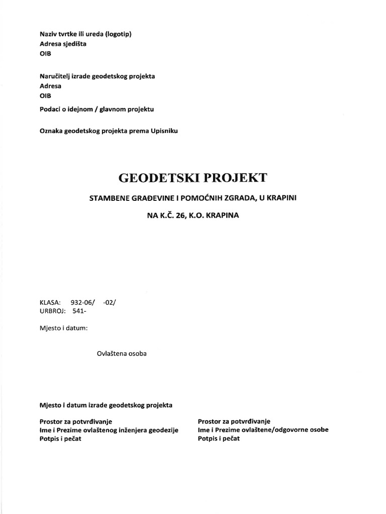 Geodetski Projekt Primjer 1 | PDF