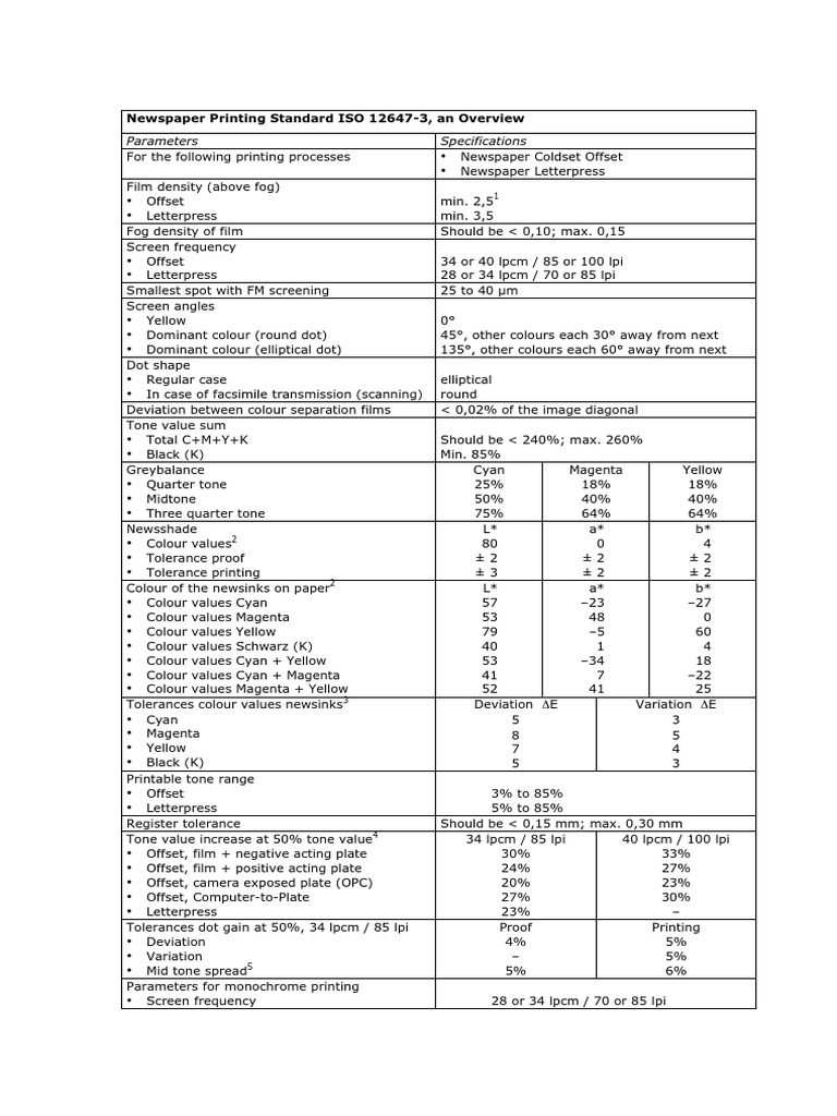 Iso 12647-3 | PDF | Color | Engineering Tolerance