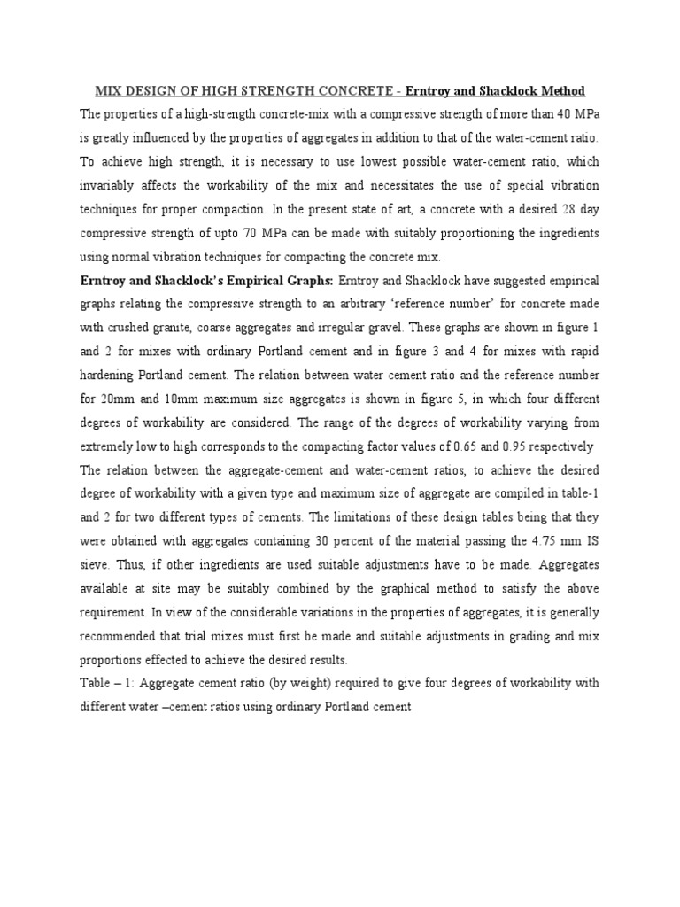 Mix Design of High Strength Concrete | PDF | Concrete | Construction ...