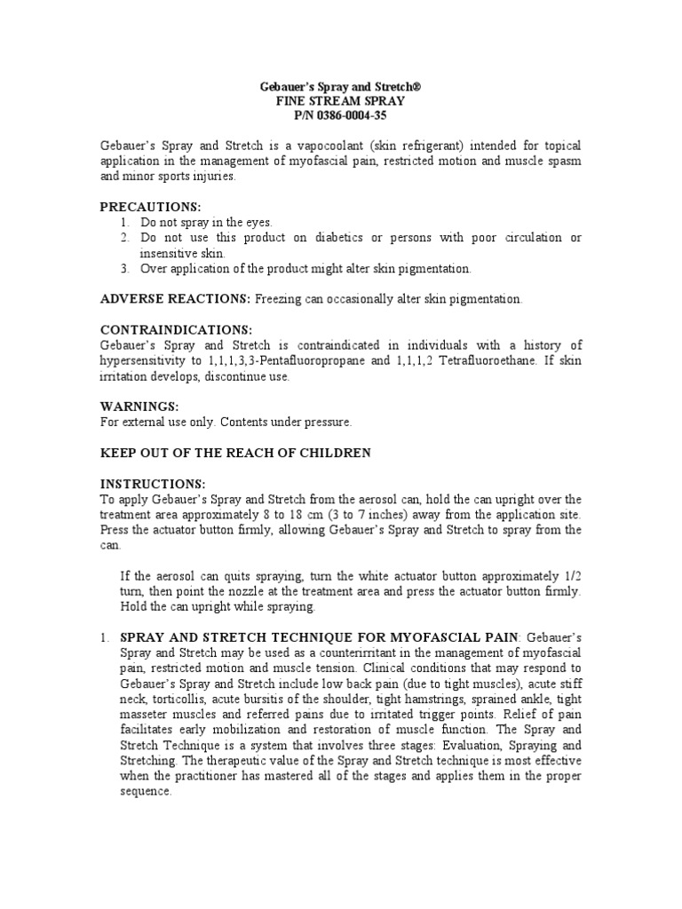 Spray and Stretch Tech | PDF | Myofascial Trigger Point | Clinical Medicine