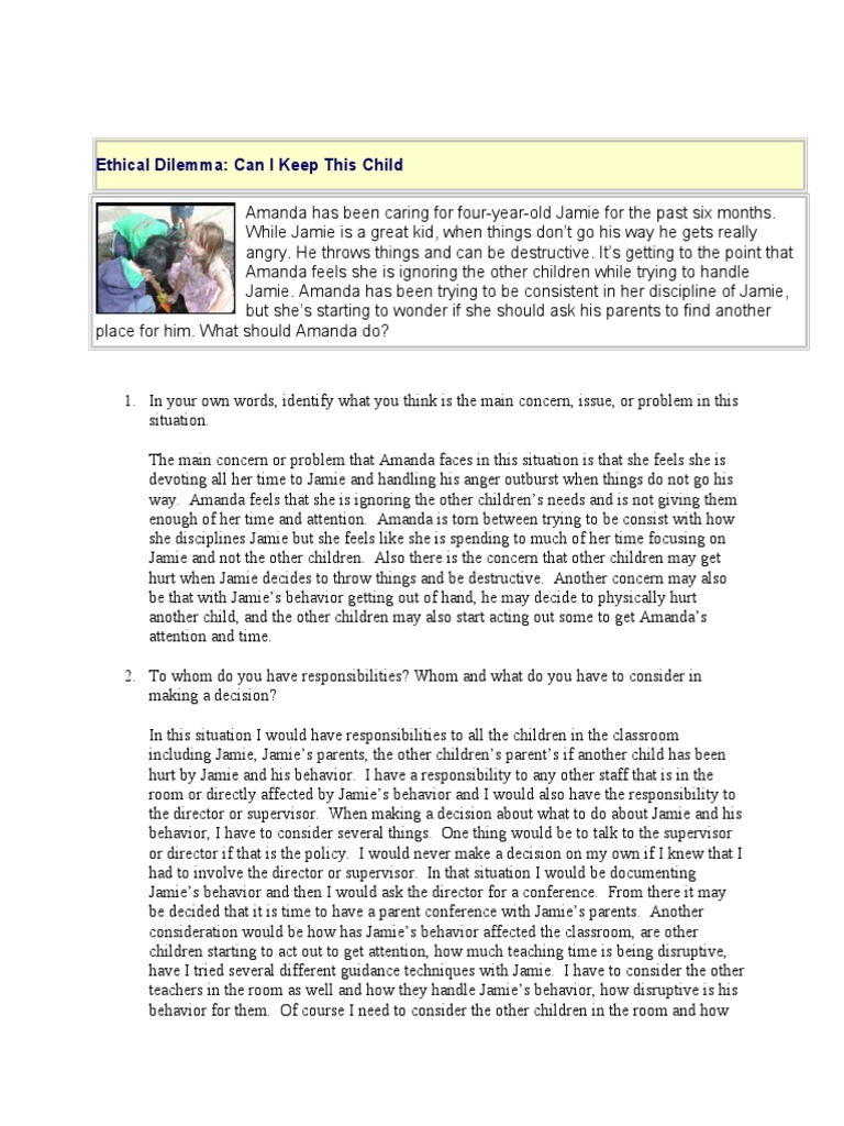 Ethical Dilemma | PDF | Educational Assessment | Early Childhood Education