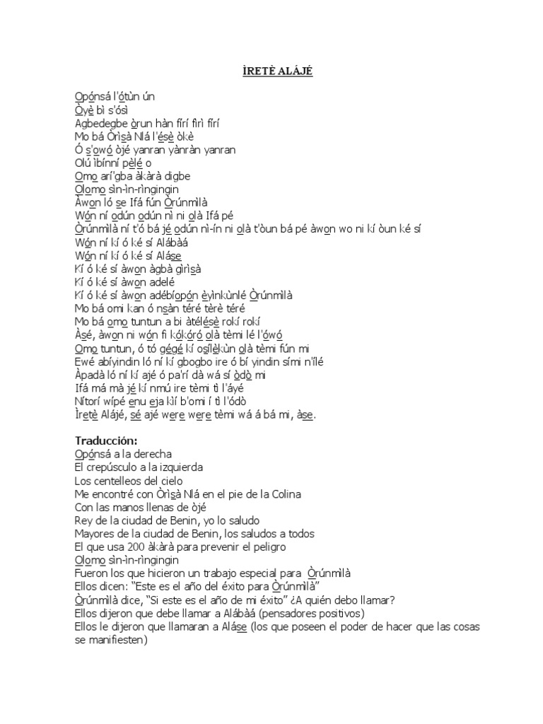 Ofò Ìretè Alájé | PDF | Religión y espiritualidad