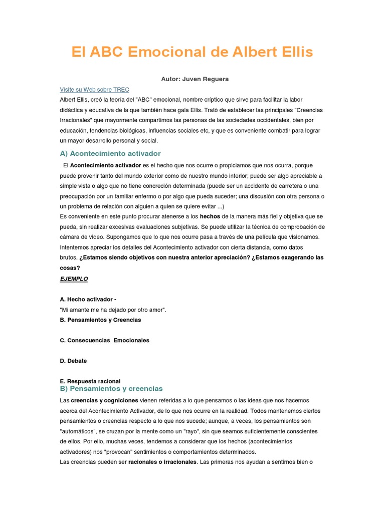 El ABC Emocional de Albert Ellis | Terapia racional de comportamiento ...